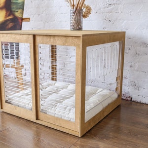 Fully Transparent Modern Dog Crate With Sliding Door With a Stopper ...