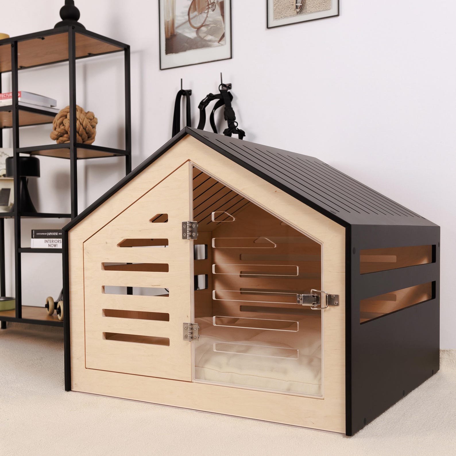 Dog Crate With Acrylic Door Venlo. Indoor Wooden Crate for Small and ...