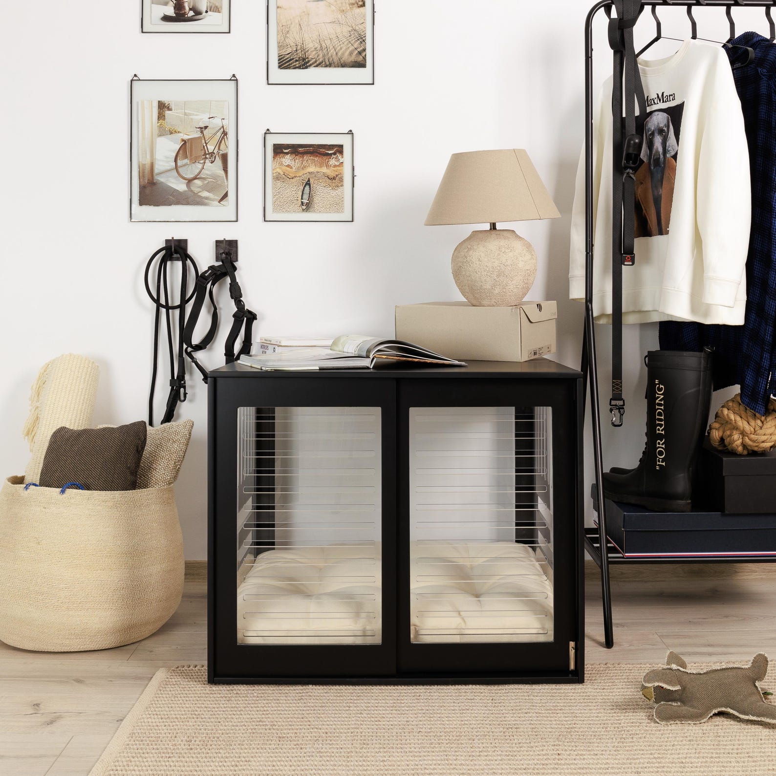 Fully Transparent Modern Dog Crate With Sliding Door With a Stopper ...