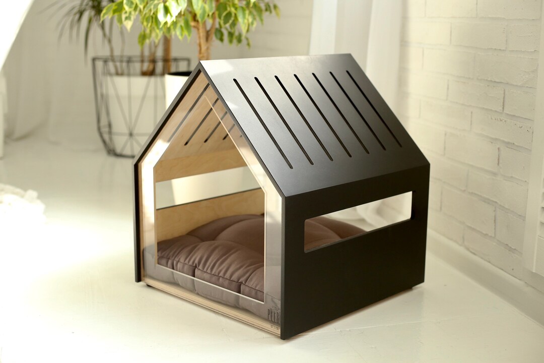 Modern honden en kattenhuis met transparante zijkanten PetSo. Hondenbed ...