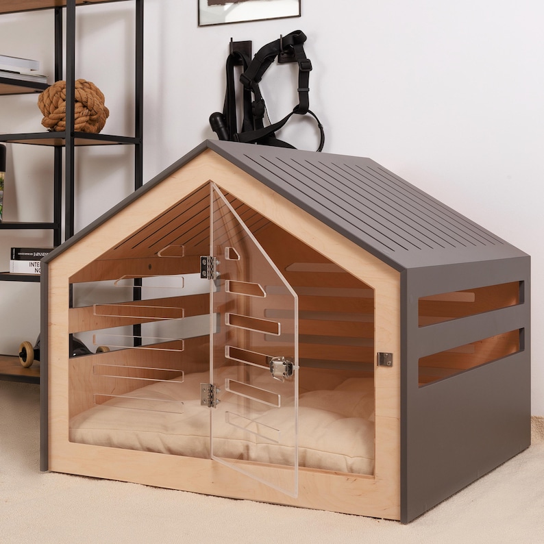 Dog Kennel With Acrylic Front Panel and Door With a Latch, Model Venlo ...
