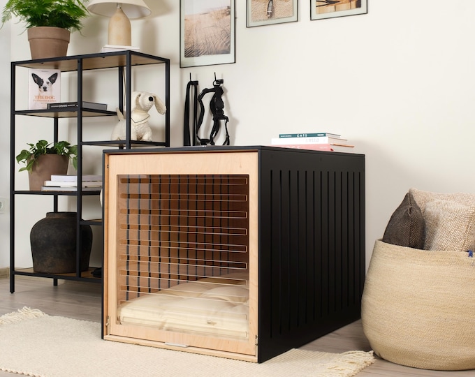 Modern Luxury Dog Crate Condo With Lifting Door -stylish Addition to ...
