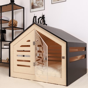 Dog Crate With Acrylic Door Venlo. Indoor Wooden Crate for Small and ...