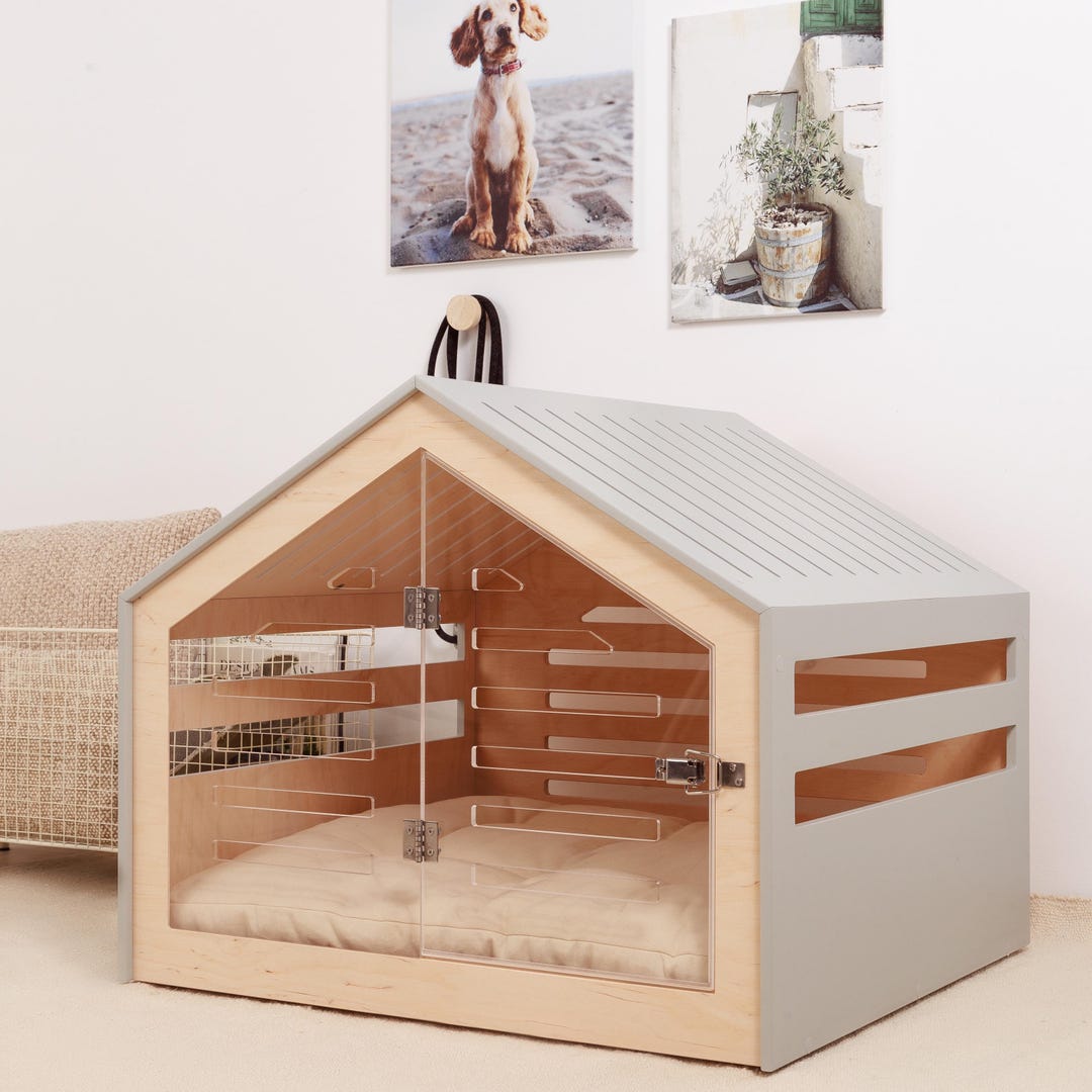 Dog Kennel With Acrylic Front Panel and Door With a Latch, Model Venlo ...