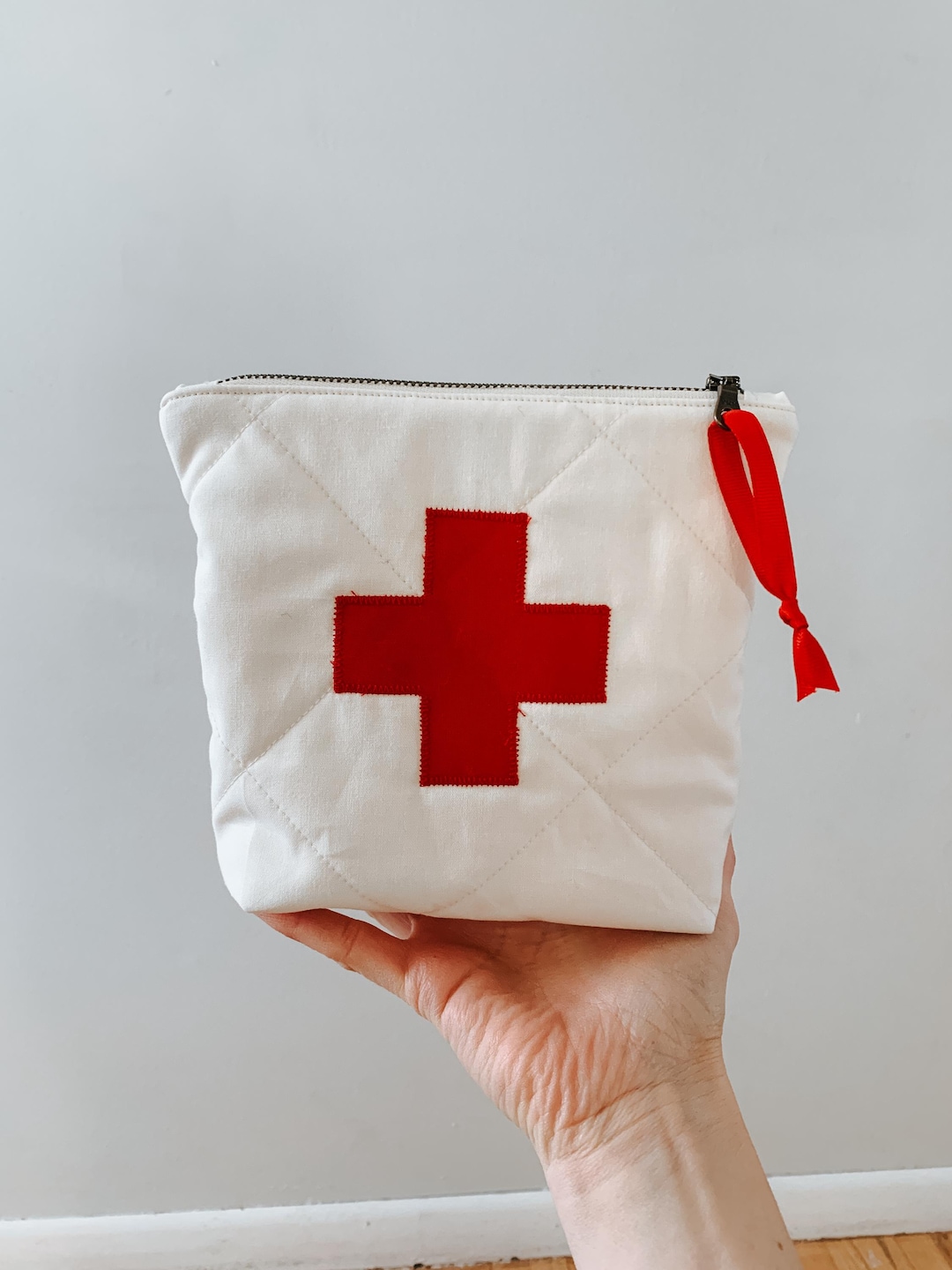 Quilted First Aid Zipper Pouch | Handmade Medical Bag | Travel ...