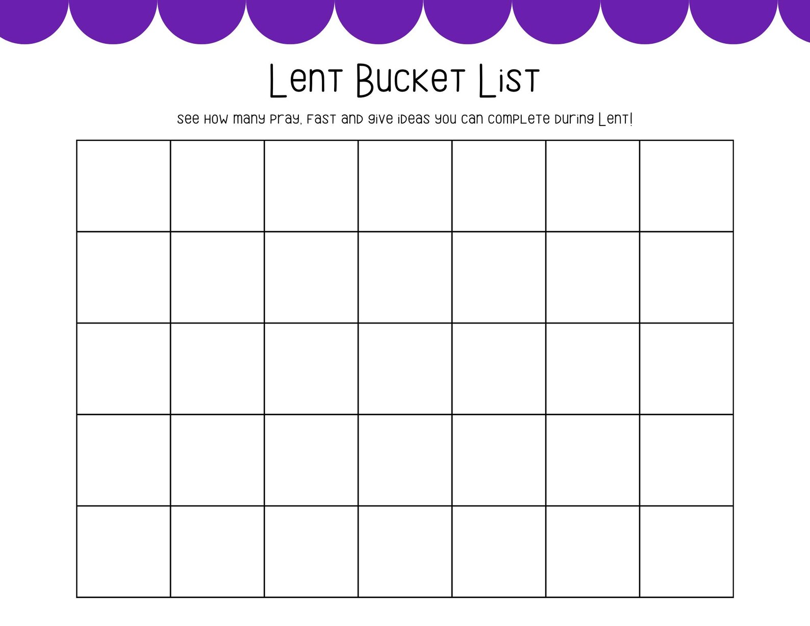 Lent Download | Catholic Lent Bucket List Printable for Kids | Pray ...
