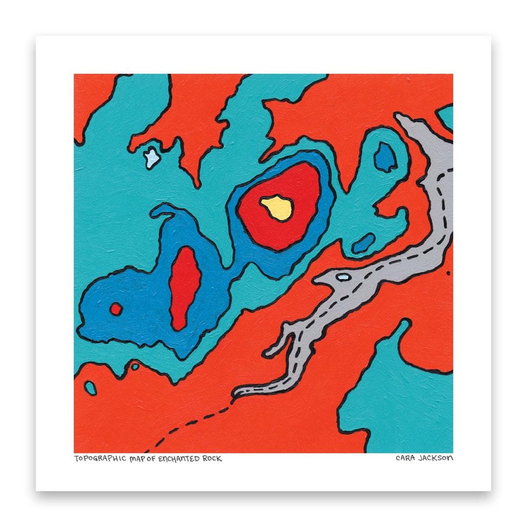 Topo Map of Enchanted Rock - Art Print - Etsy