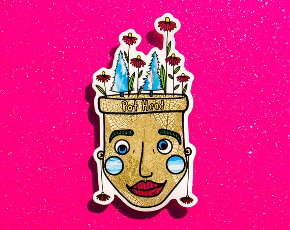 Pot Head Vinyl Sticker - Etsy