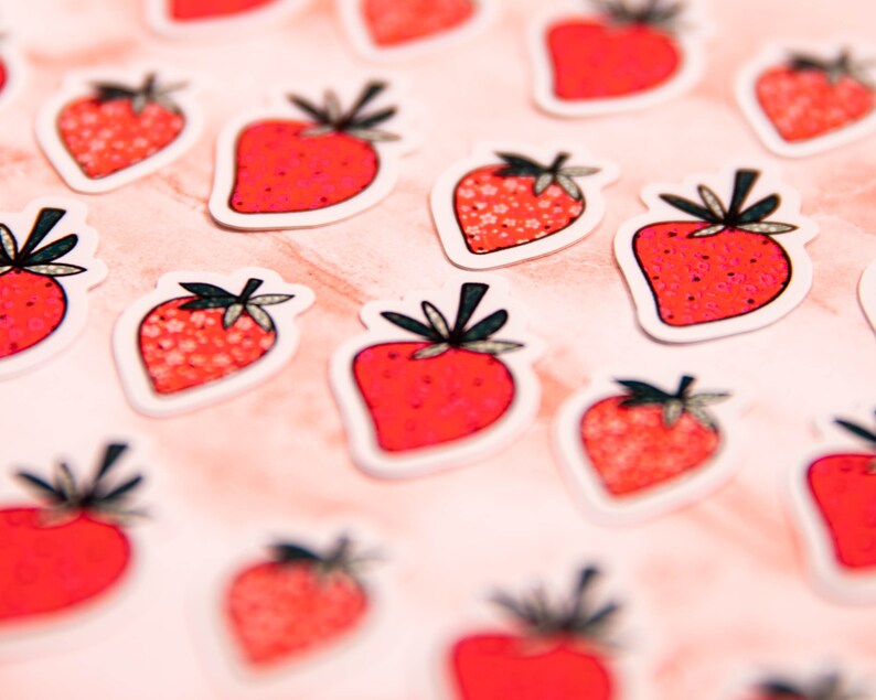 Two Strawberry Vinyl Stickers tiny - Etsy