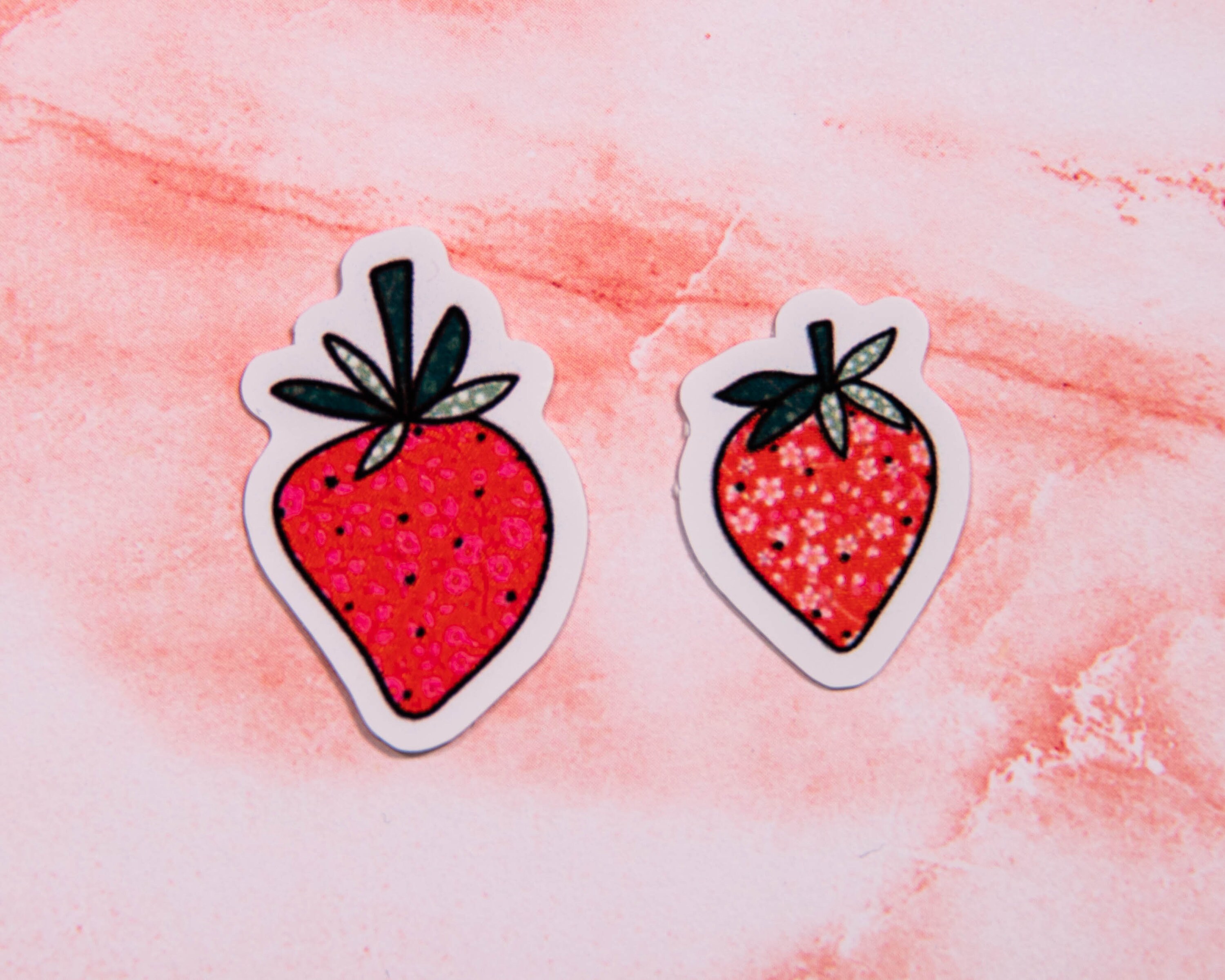 Two Strawberry Vinyl Stickers tiny - Etsy