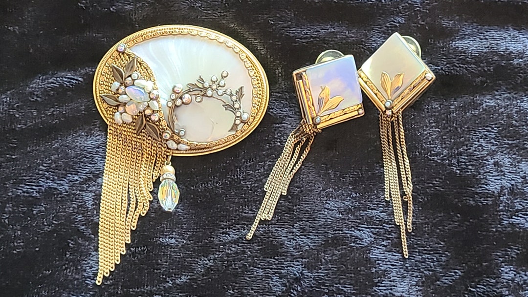 Marena- Vintage- Designer Brooch & Earrings Set- Handmade in Germany ...