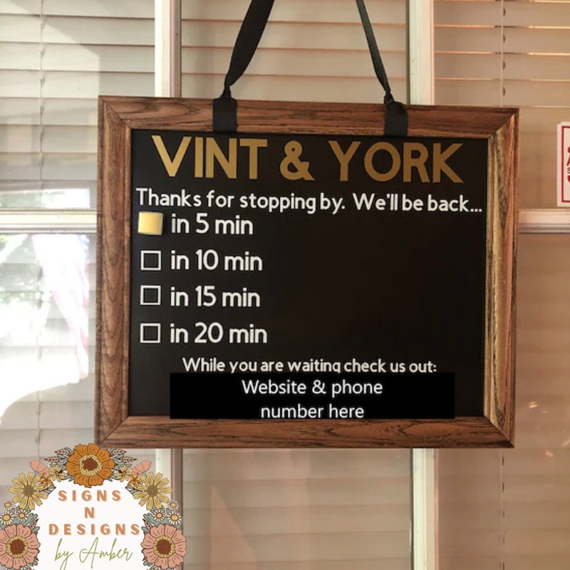 Back in Minutes Sign - Etsy