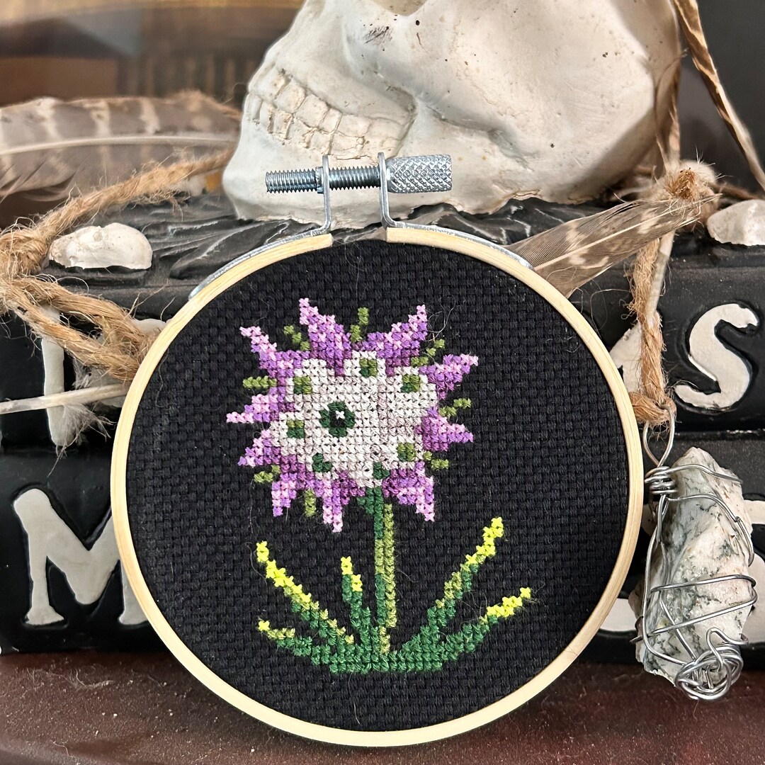 Cross Stitch Violet Eyeball Flower - Made to Order - Etsy