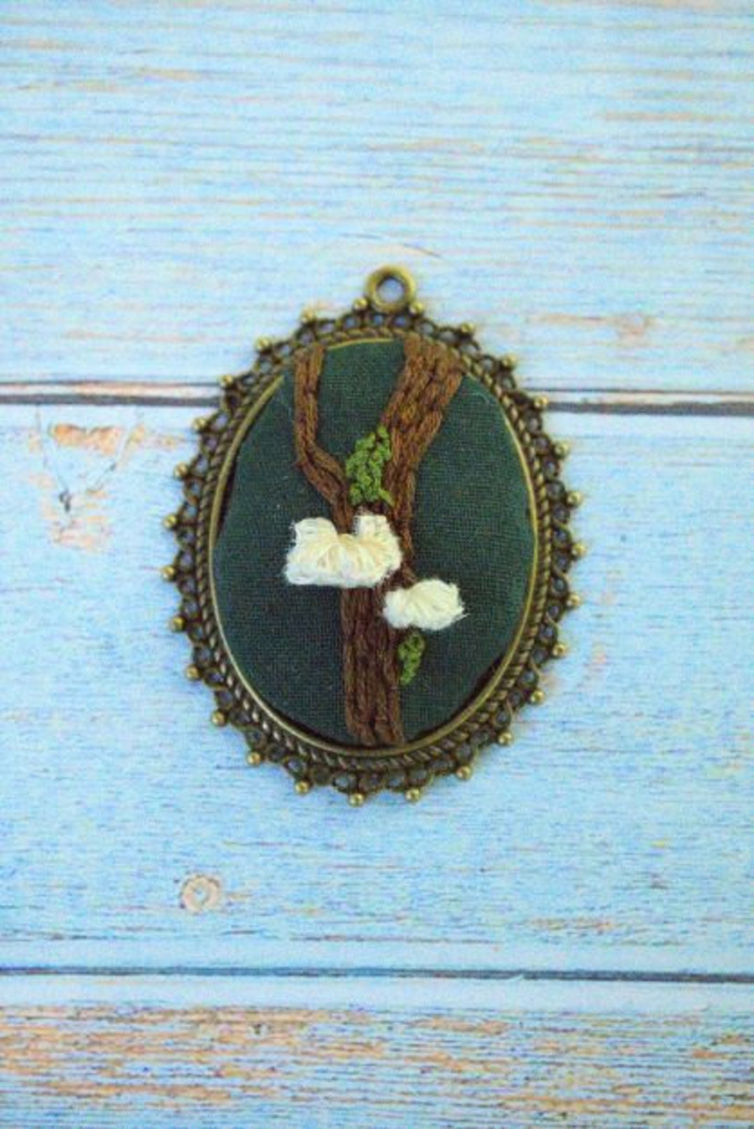 Embroidered Mushroom Stumpwork Pendant - Etsy