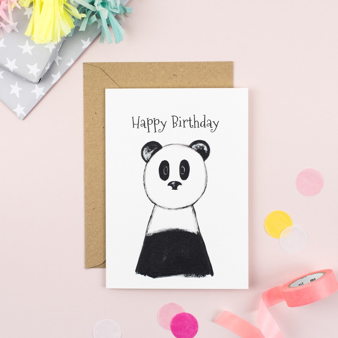 Happy Birthday Panda Greeting Card Birthday Card Panda - Etsy
