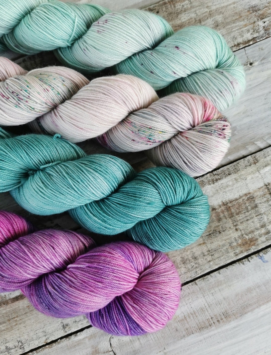 SUCCULENT GARDEN SHAWL Yarn Set on Handdyed Merino Prima Sock Yarn ...