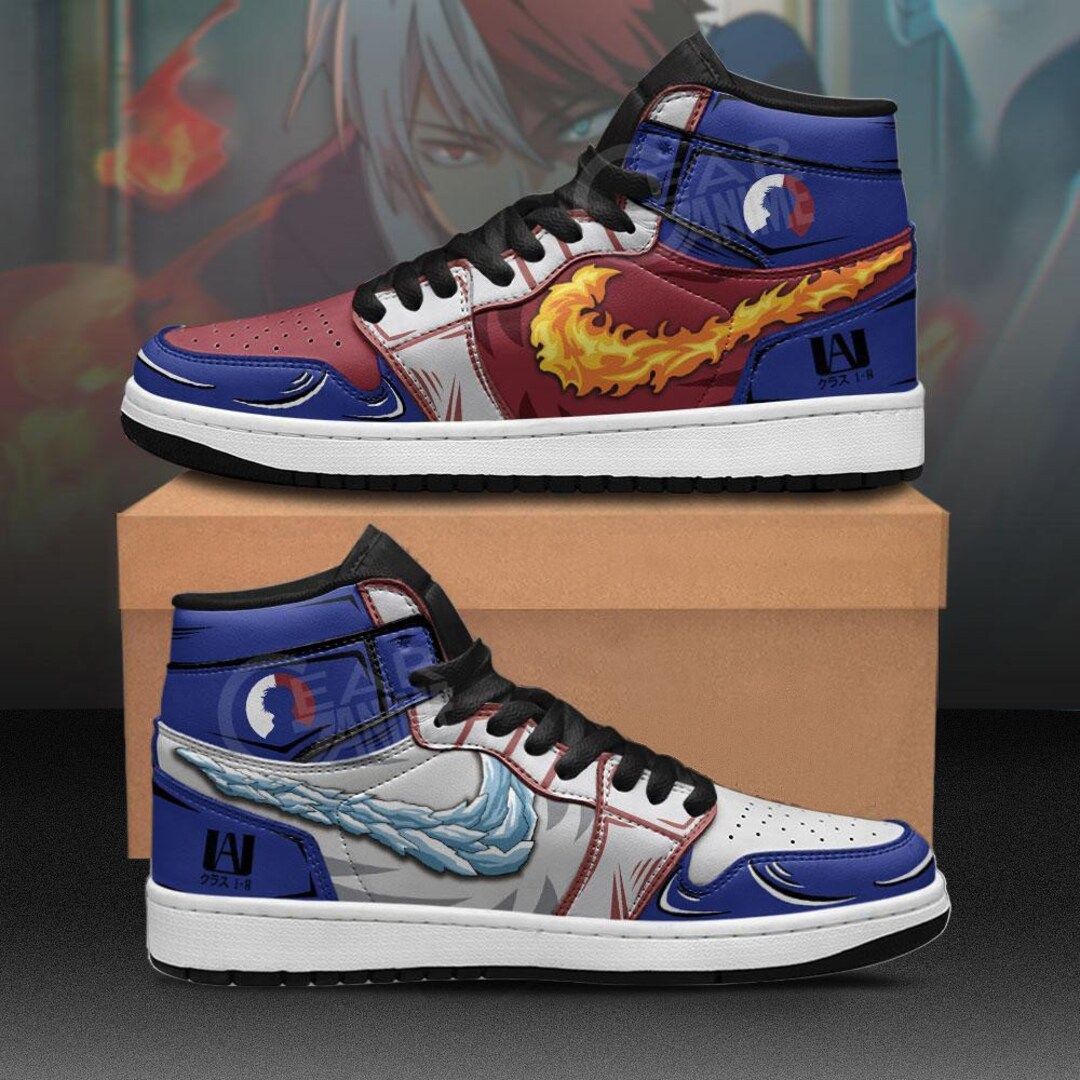 Shoto Todoroki Jd1s Sneakers Ice and Fire Custom Anime Shoes - Etsy