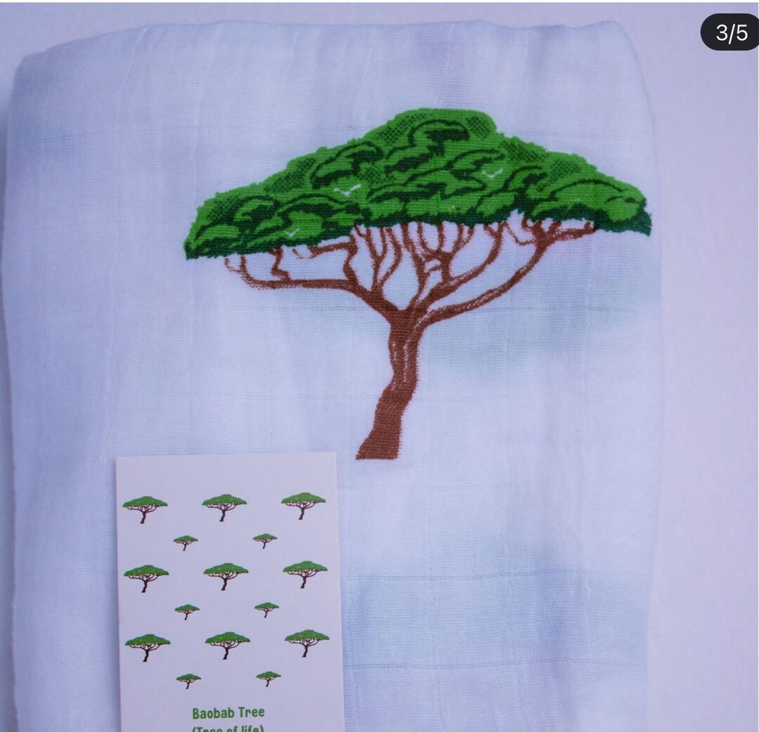 2-pack Baobab Tree (tree of Life), Large Organic Muslin Baby Blanket ...