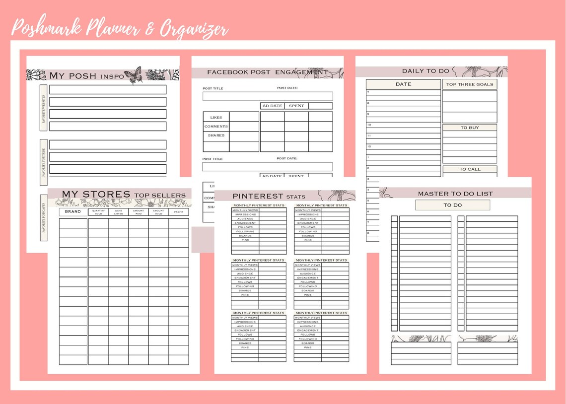 Poshmark Planner, Selling on Poshmark, Listing Planner, Business ...