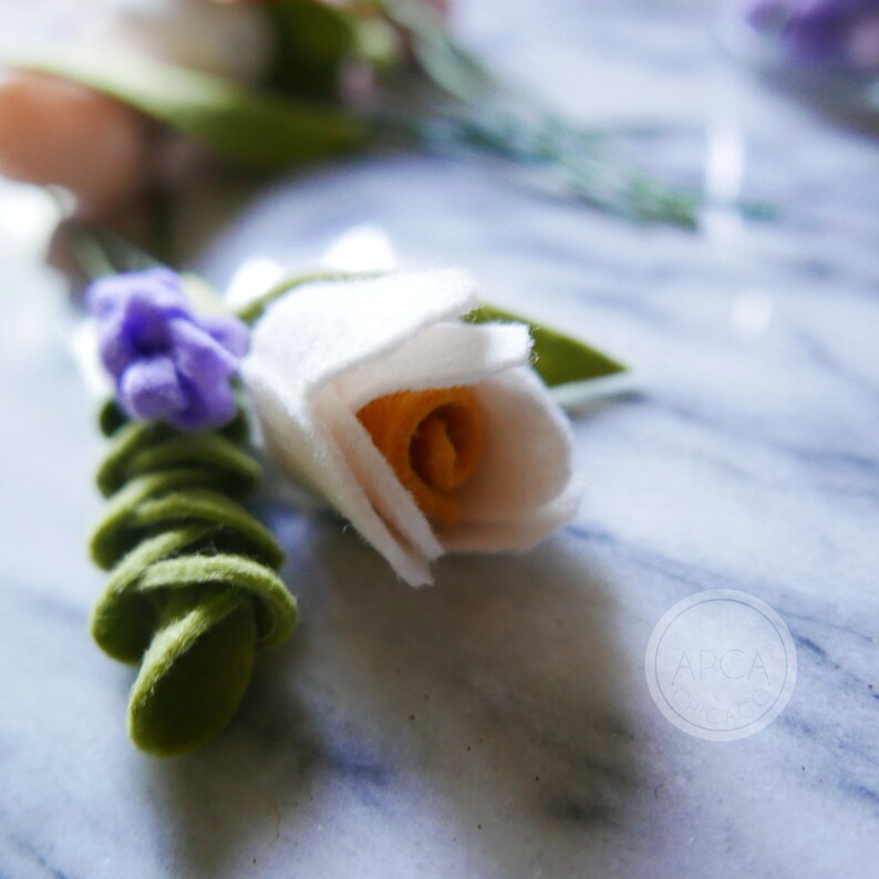 15-Stem Wool Felt Flower Kit DIY 7 Mini Tulips set Pre-cut | Etsy