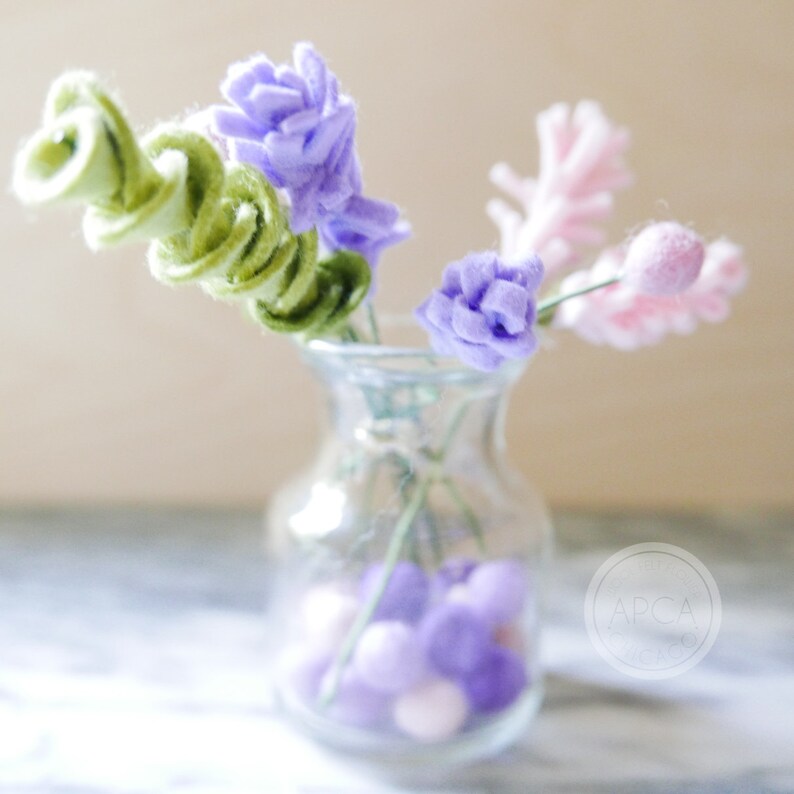 15-Stem Wool Felt Flower Kit DIY 7 Mini Tulips set Pre-cut | Etsy