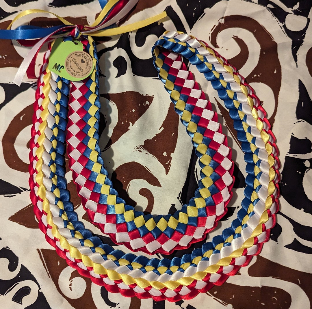 Filipino Colors Double Braid Satin Graduation Lei Blue Red White Yellow ...