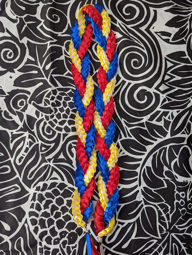 FILIPINO Triple Braid Satin Graduation Lei Blue Red Yellow White - Etsy