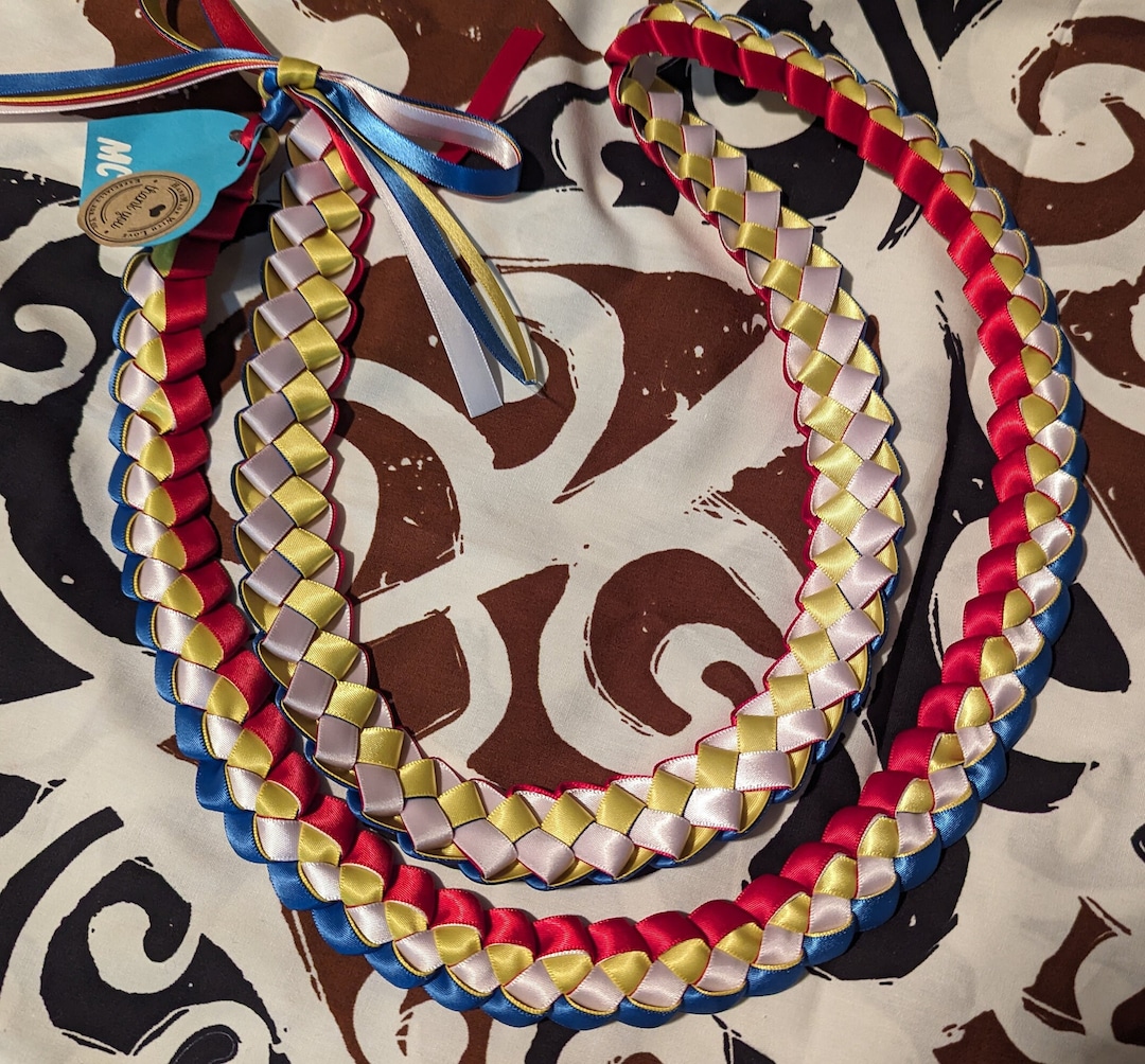 Filipino Colors Single Braid Satin Graduation Lei Blue Red White Yellow ...