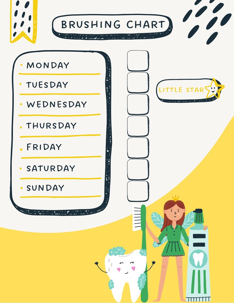 Reward Chart for Brushing Teeth, Dental Habit Chart, Reward Chart for ...