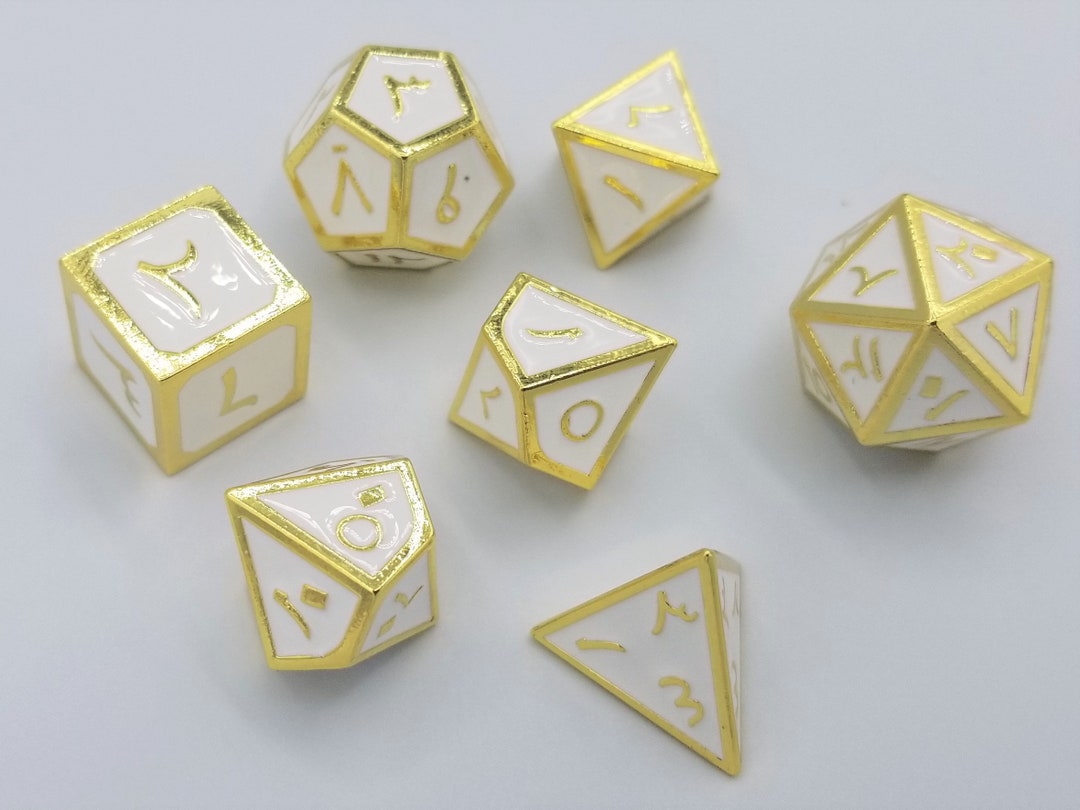 Arabic Metal Dice White & Gold Set - Etsy