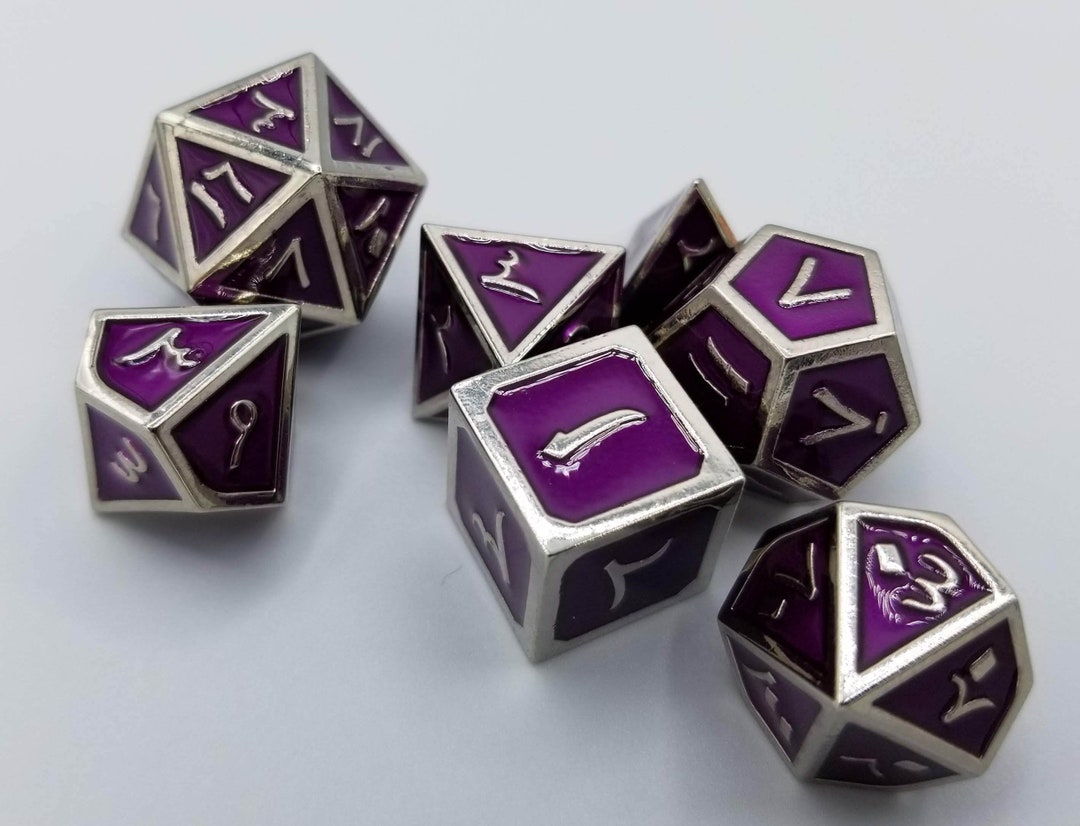 Arabic Purple & Silver Metal Dice Set - Etsy