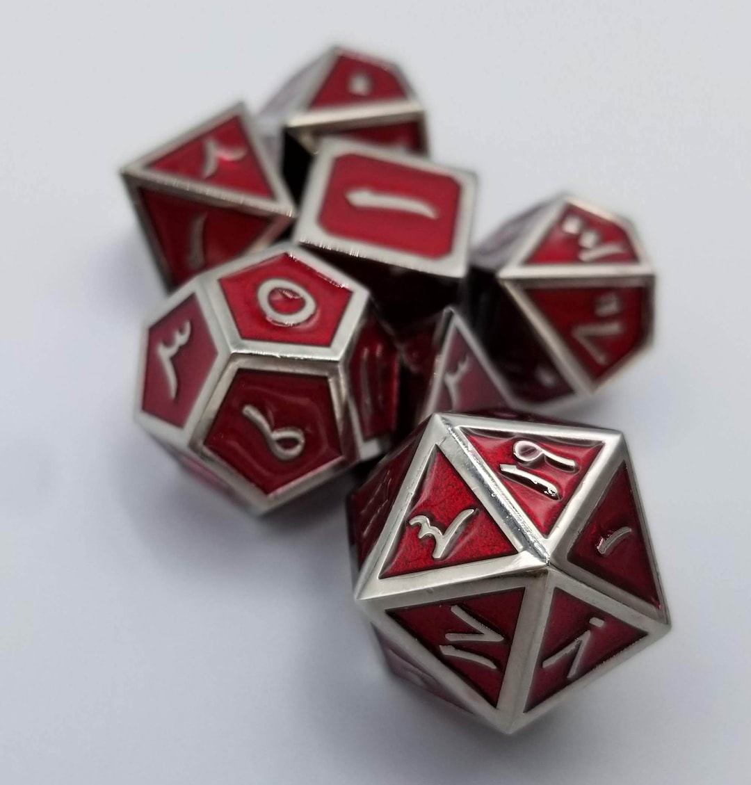 Arabic Metal Dice Red & Silver Set - Etsy