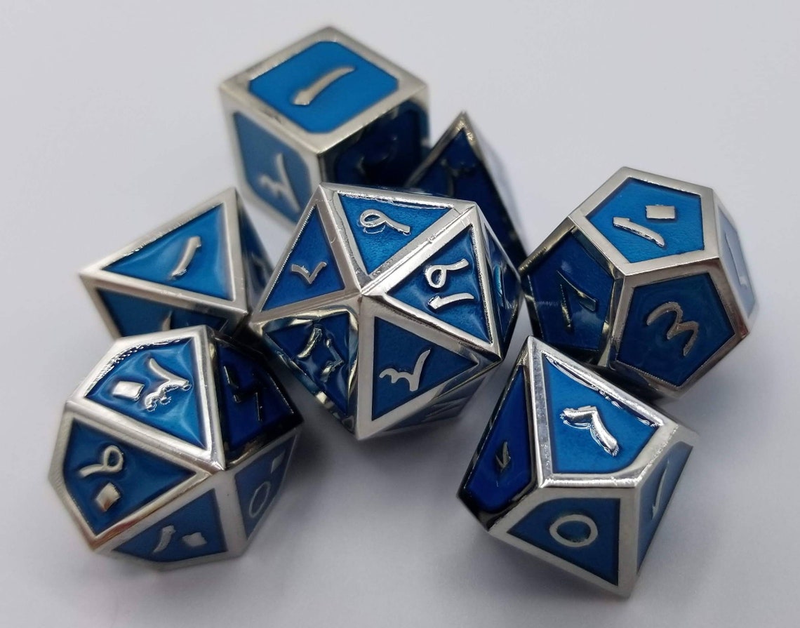 Arabic Metal Dice Set Blue & Silver - Etsy