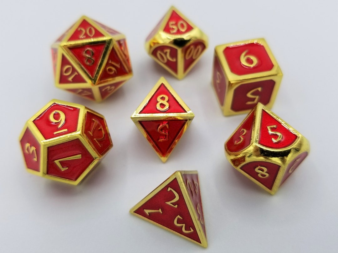 English Red & Gold Metal Dice Set - Etsy