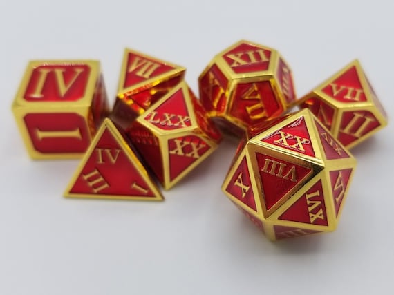 Roman Metal Dice Set Red & Gold - Etsy