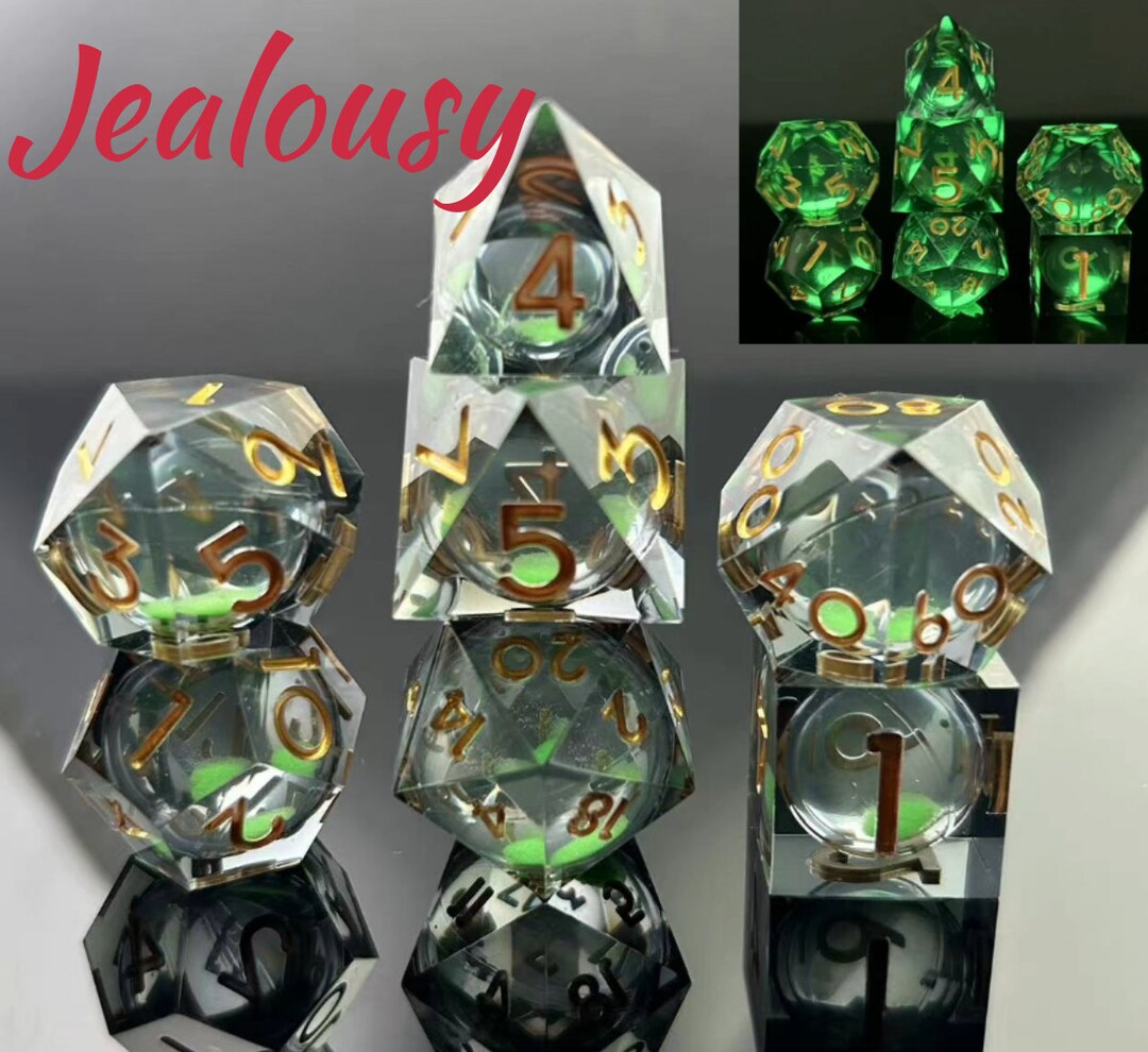 Jealousy Glowing Liquid Core Dice Set - Etsy