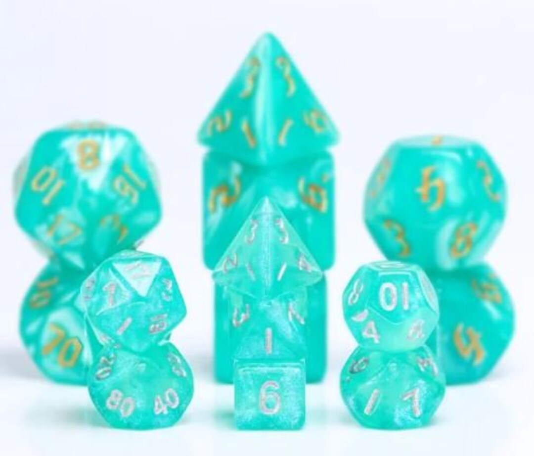 Teal Iridescent Mini Dice Set - Etsy