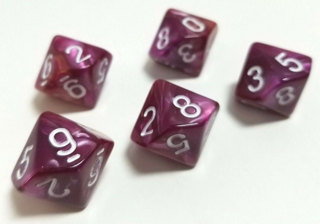 Red Pink Yellow Marble D10 Dice set of 5 - Etsy
