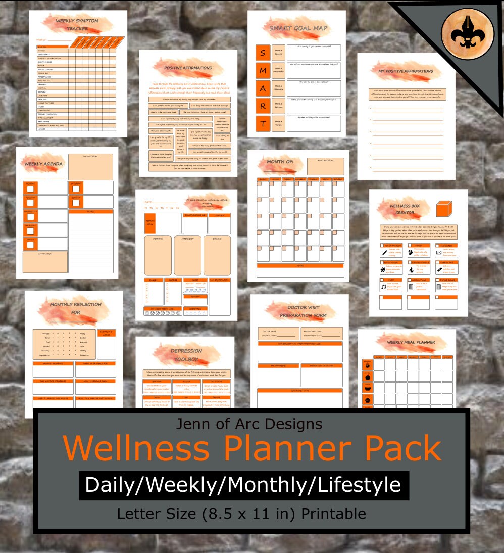 Wellness Journal Planner Printable Daily Weekly Monthly - Etsy