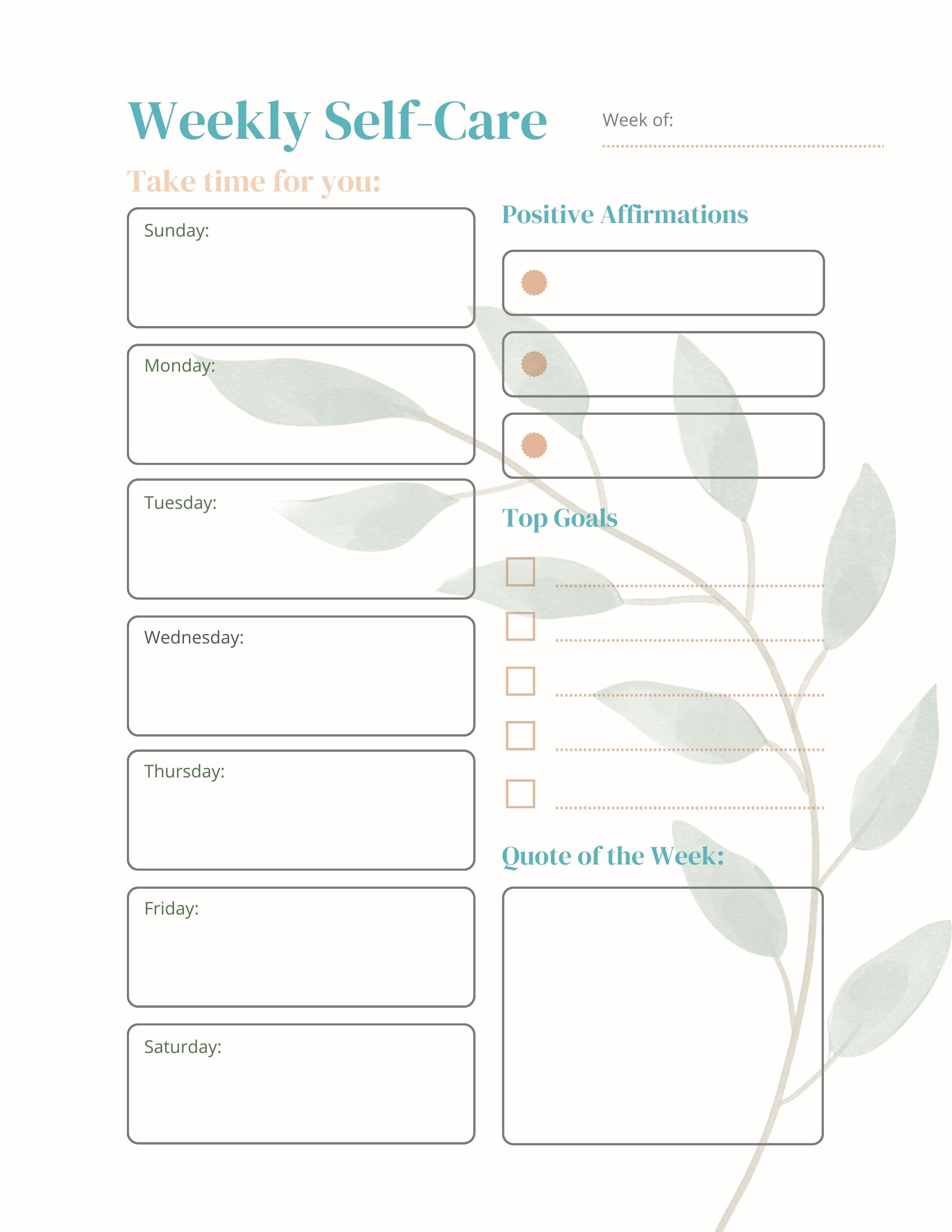 Self Care Planner - Etsy