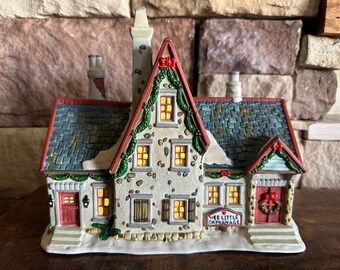 Santa's Workbench Webster Manor Lighted Building Towne Series Porcelain ...