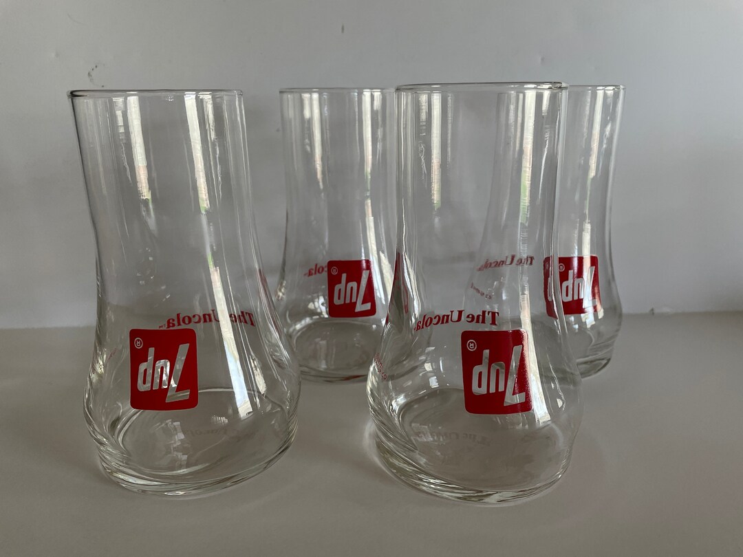 Vintage 7up "uncola" up Side Down Advertising Glasses Set of 4 Drinking ...
