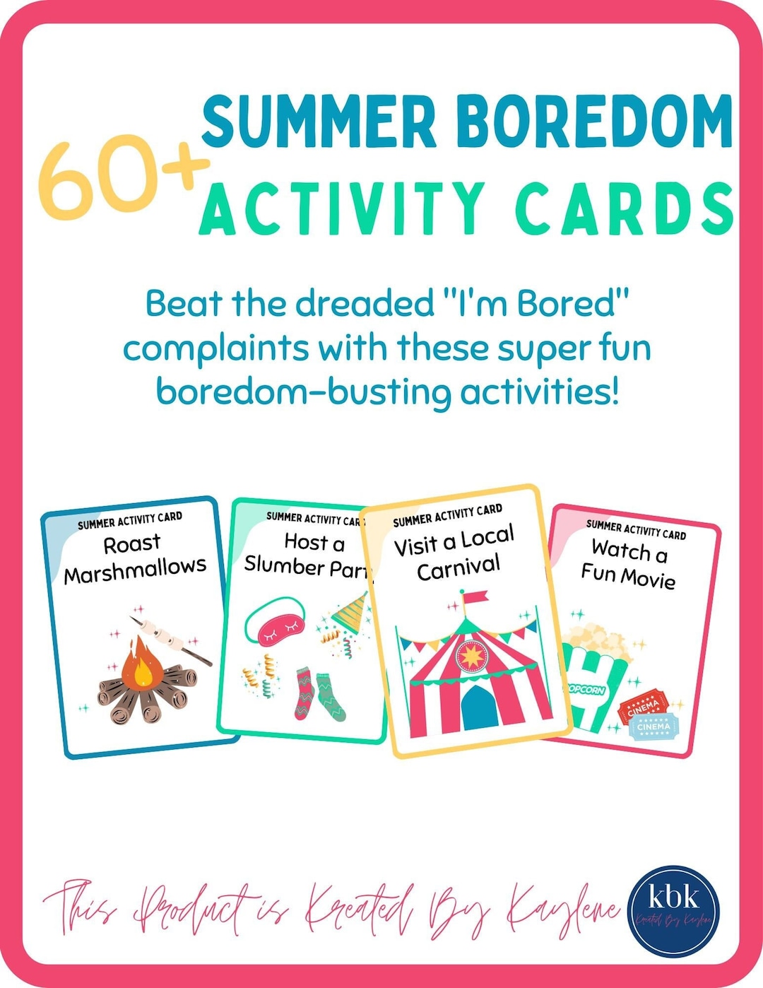 60+ Boredom-busting Summer Activity Cards Printable Activity for ...