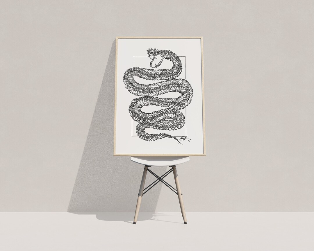 SNAKE SKELETON STIPPLING Minimalist Fine Art A2 Print - Etsy