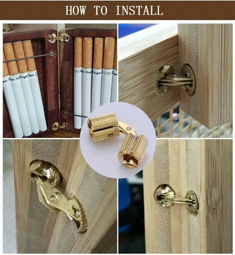 4pcs 8mm Brass Hidden Barrel Hinge Invisible Hinge Concealed for Boxes ...