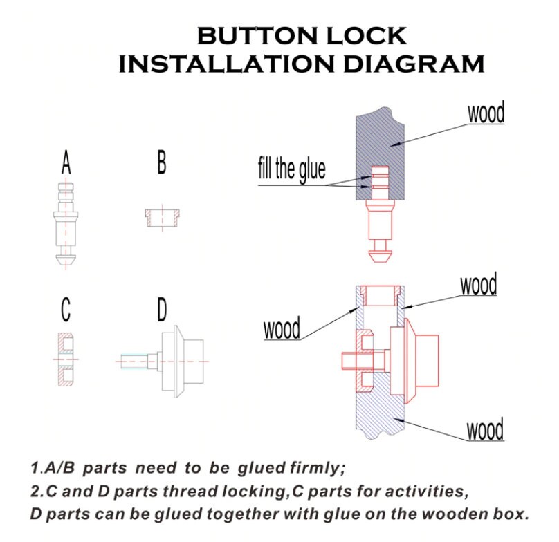 15mm 2x Brass Push Button Lock Latch Wooden Box Humidor Jewelry Small Case Etsy