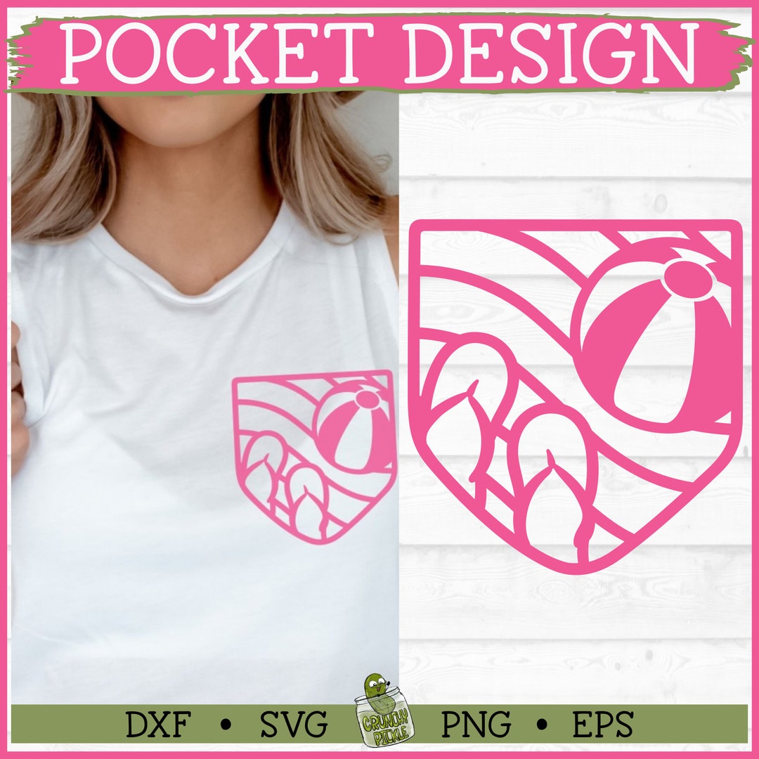 Flip Flops Pocket Design SVG, Dxf, Eps, Png, Shirt Pocket Svg, Faux ...
