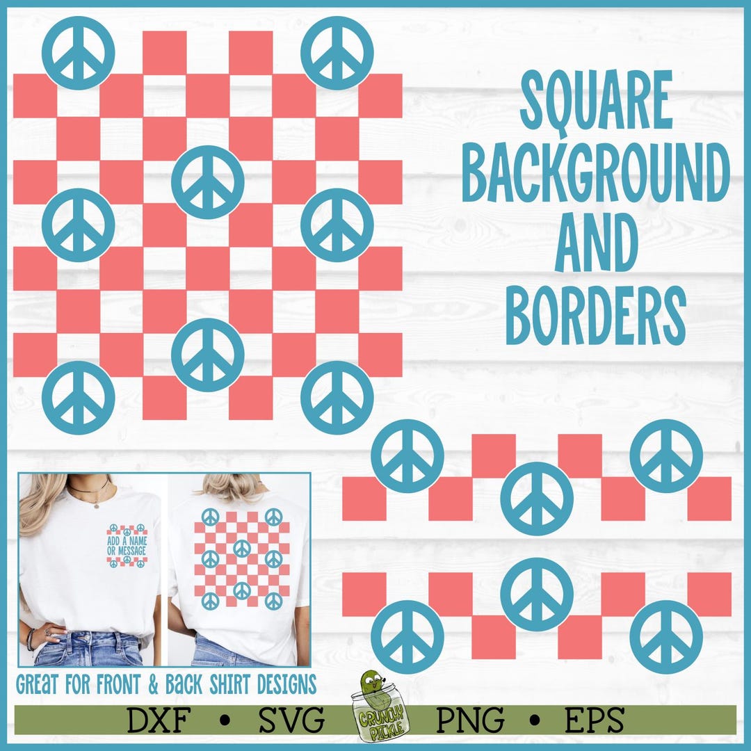 Big Peace Sign Checkerboard 1 SVG Files, Png, Retro Svg, Hippie Svg ...