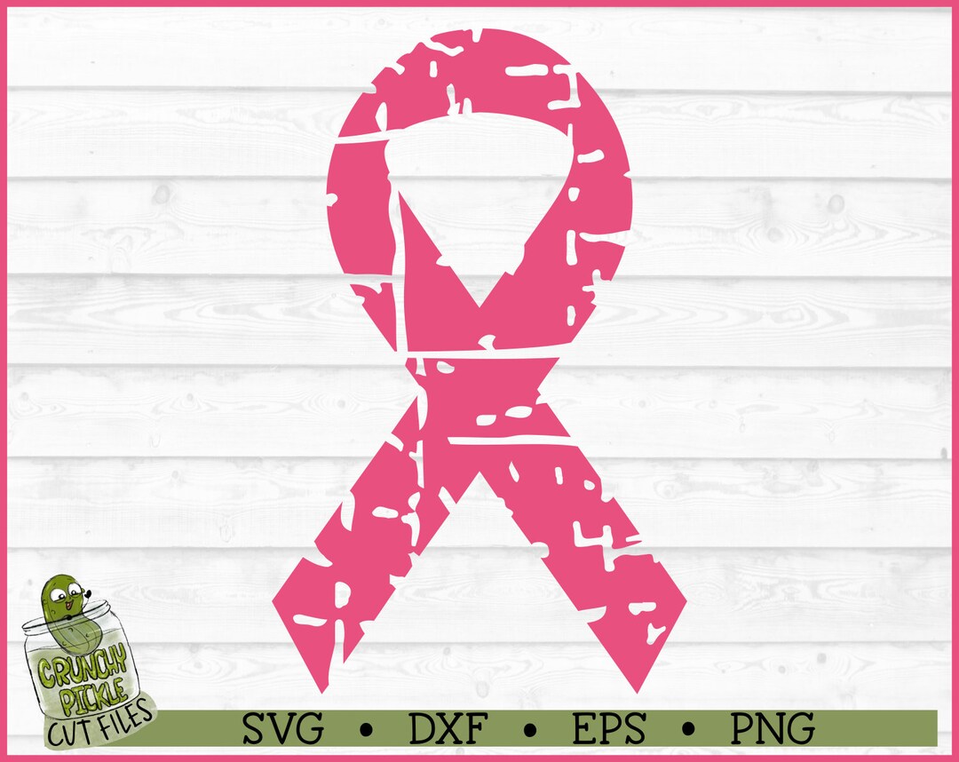 Breast Cancer Ribbon Distressed SVG File, Dxf, Eps, Png, Survivor Svg ...