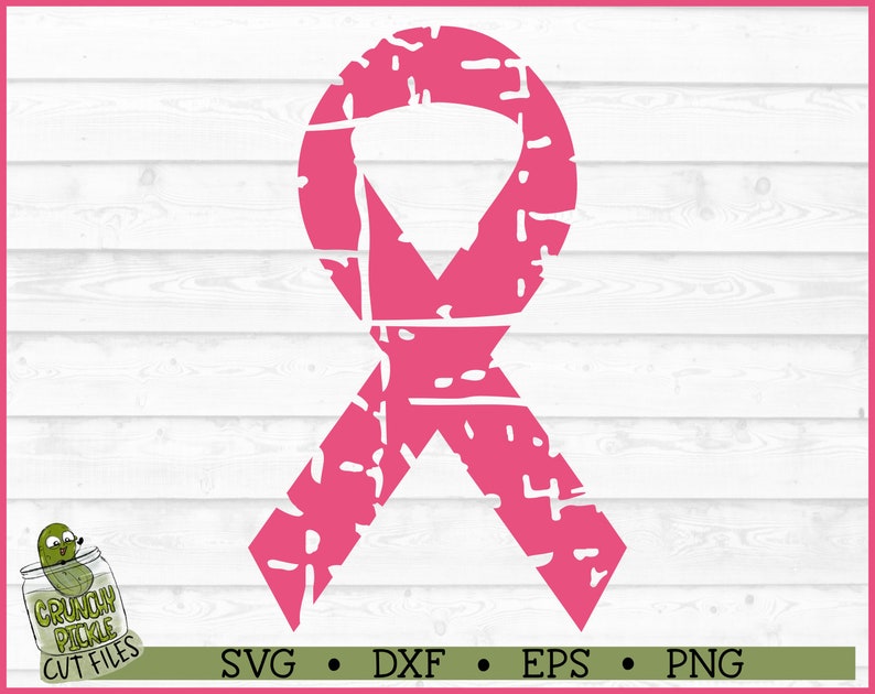 Breast Cancer Ribbon Distressed SVG File Dxf Eps Png - Etsy